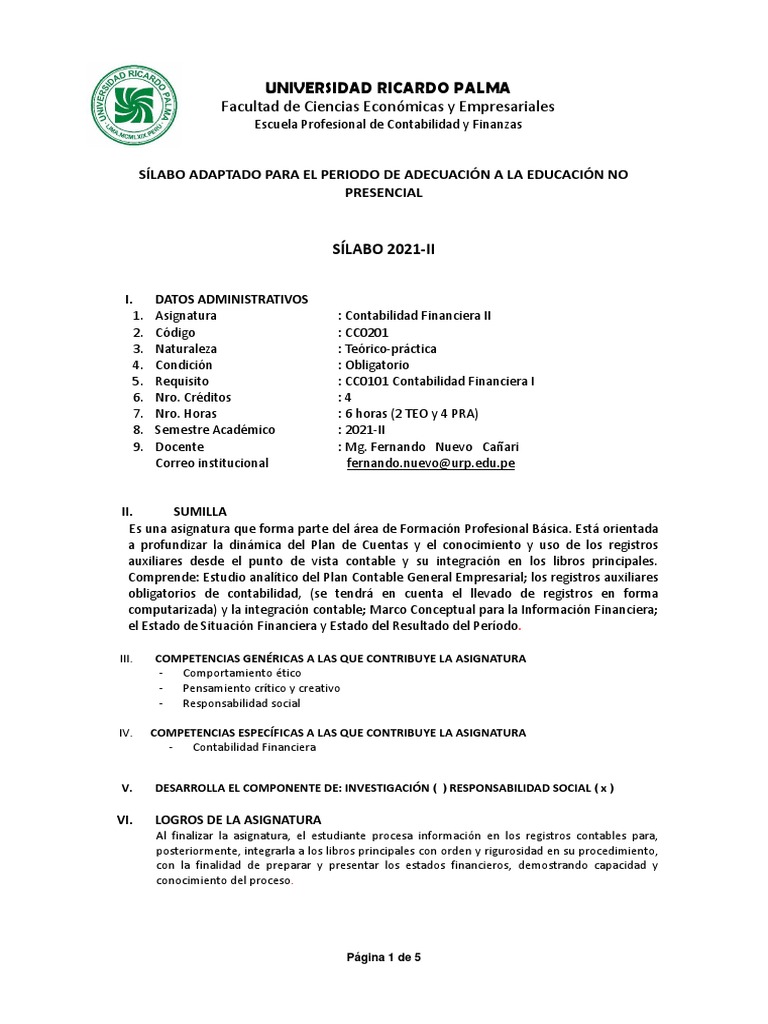 Cc0201 Contabilidad Financiera Ii Pdf Contabilidad Normas