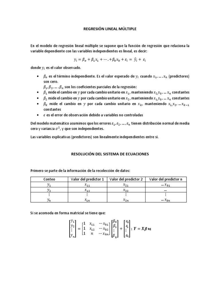 8.1 REGRESIÃ_N LINEAL MULTIPLE | PDF | Análisis de regresión | Regresión lineal