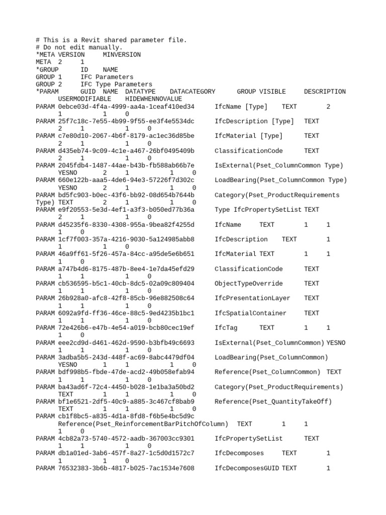 PRE-ESTRUCTURA Ifc Sharedparameters | PDF | Software Engineering ...