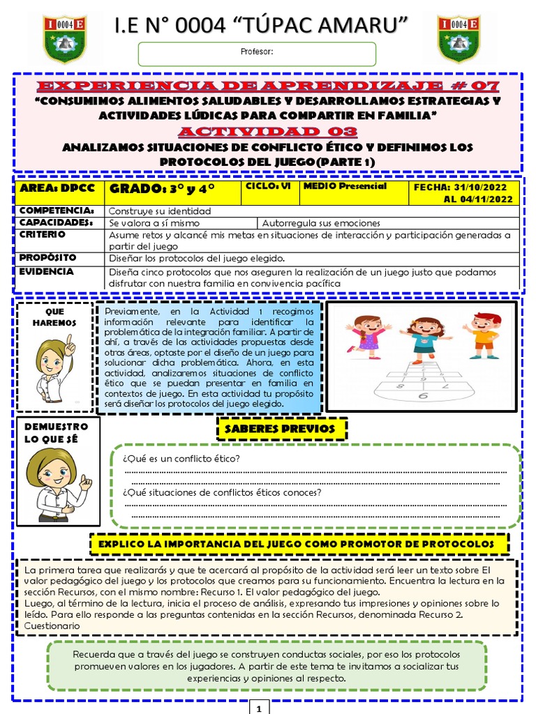 DPCC 3° y 4° Experiencia 7 Sesion 3 | PDF | Esencia | Ciencia cognitiva