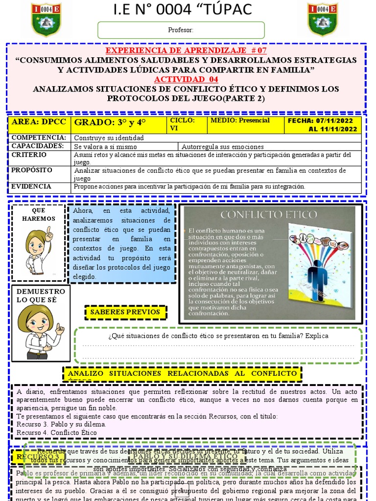 DPCC 3° y 4° Experiencia 7 Sesion 4 | PDF | Immanuel Kant | Moralidad