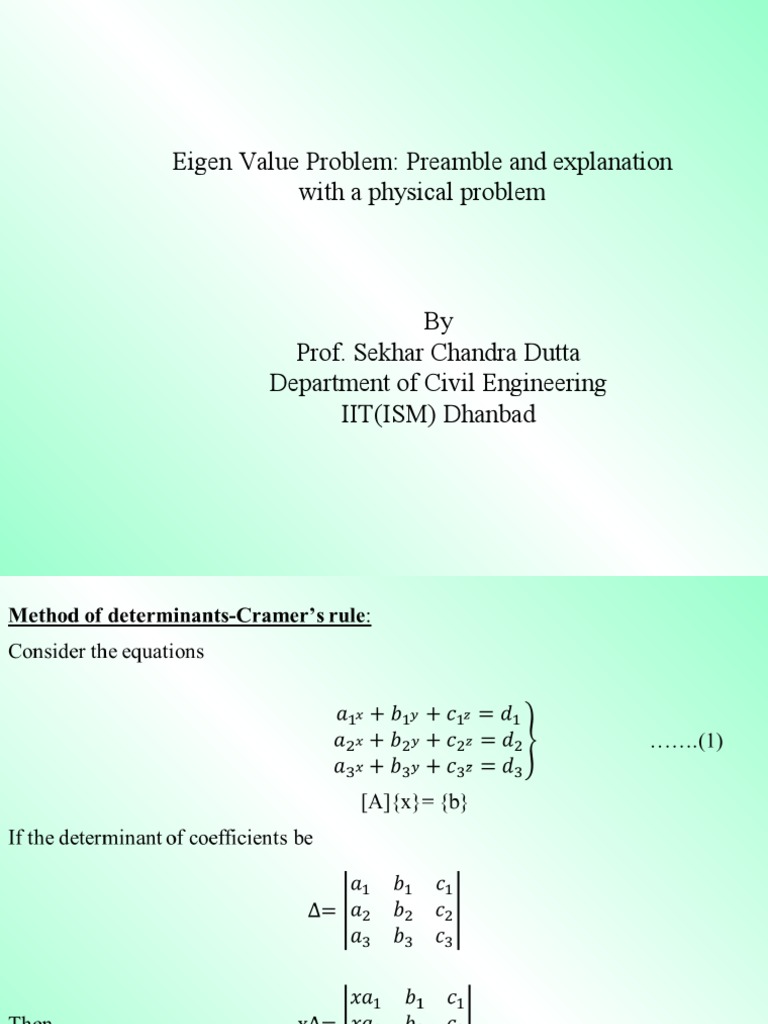 Eigen Value Problem - MDOF Free Vibration | PDF | Normal Mode | Mechanics