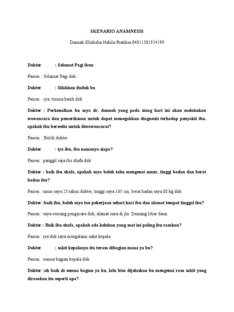 Skenario Anamnesis | PDF