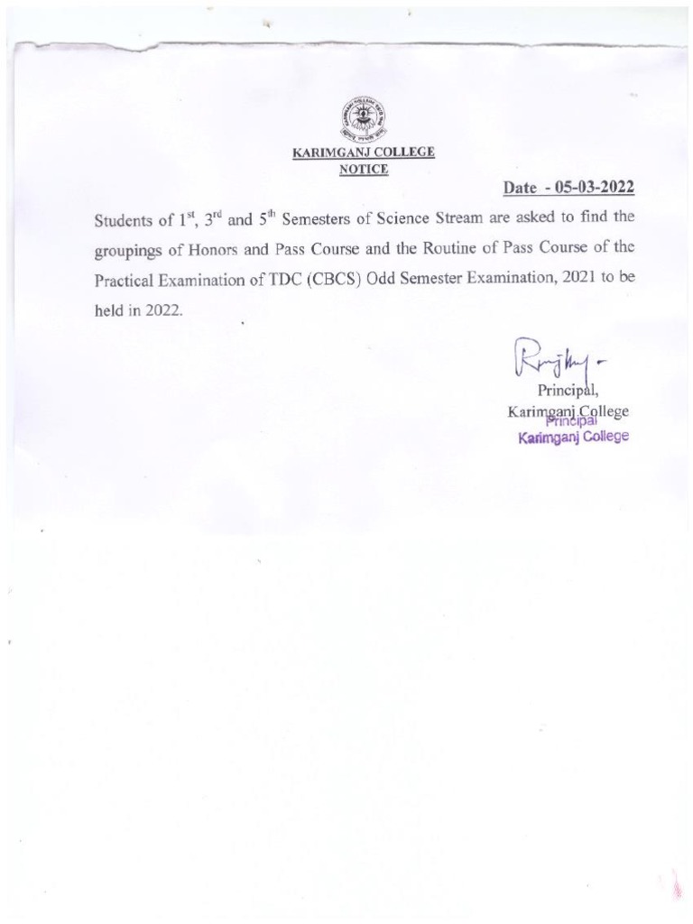 TDC Practical Exam Notice | PDF | Natural Sciences | Nature