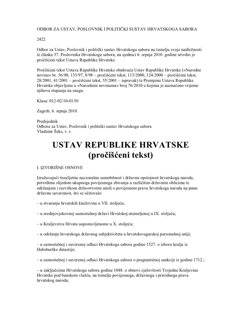 Ustav RH 2010 | PDF