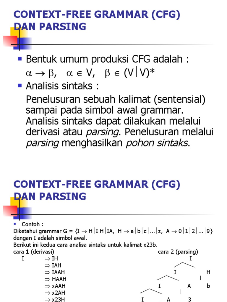 Context-Free Grammar (CFG) Dan Parsing: Parsing Parsing Pohon Sintaks | PDF