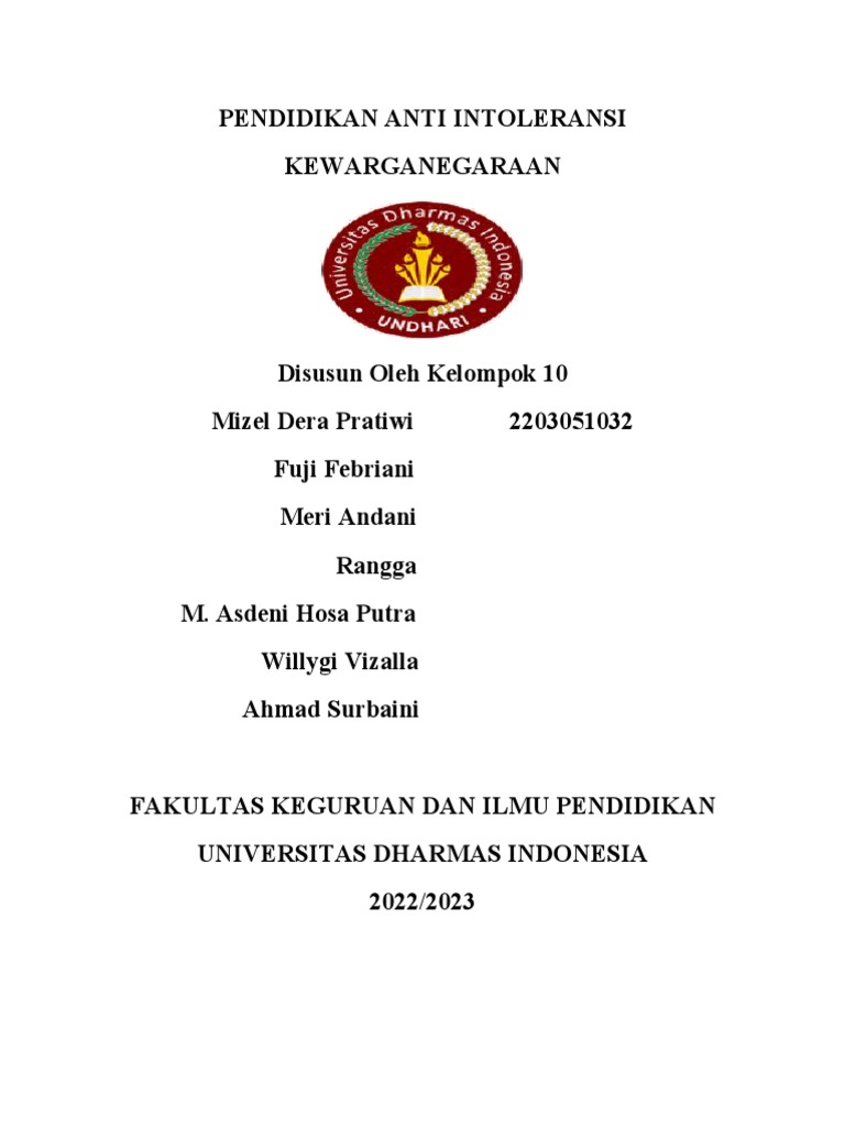 Pendidikan Anti Intoleransi Kel 10 | PDF