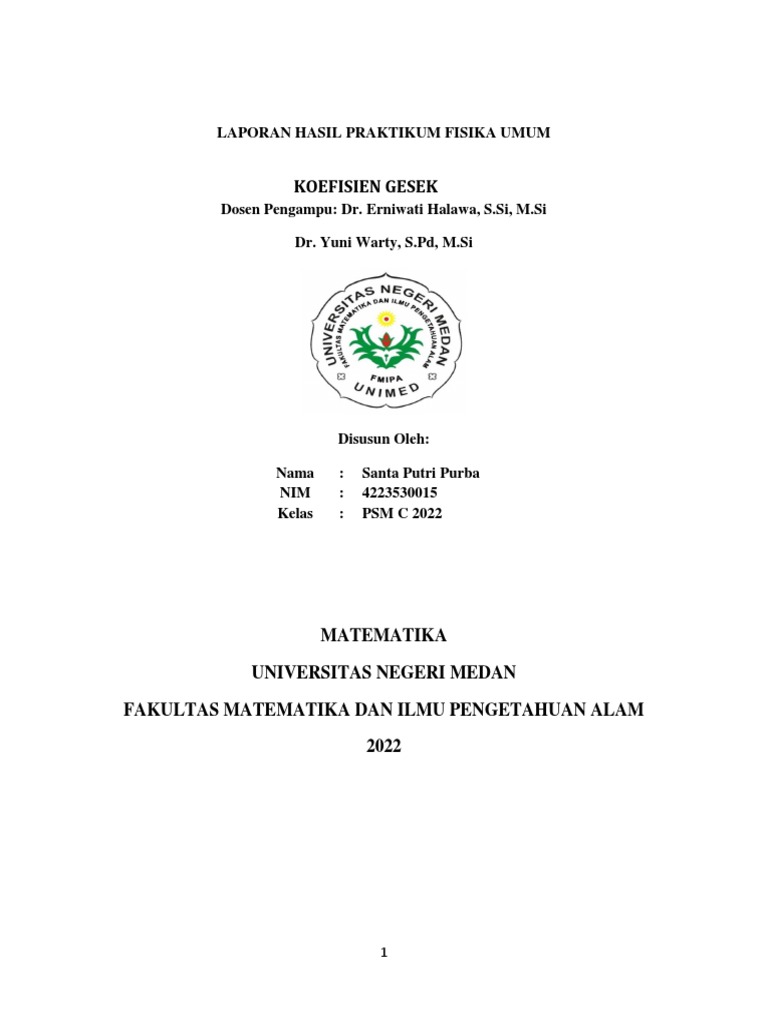 Praktikum Koefisien Gesek Fisika | PDF | Metode & Bahan Ajar | Sains ...