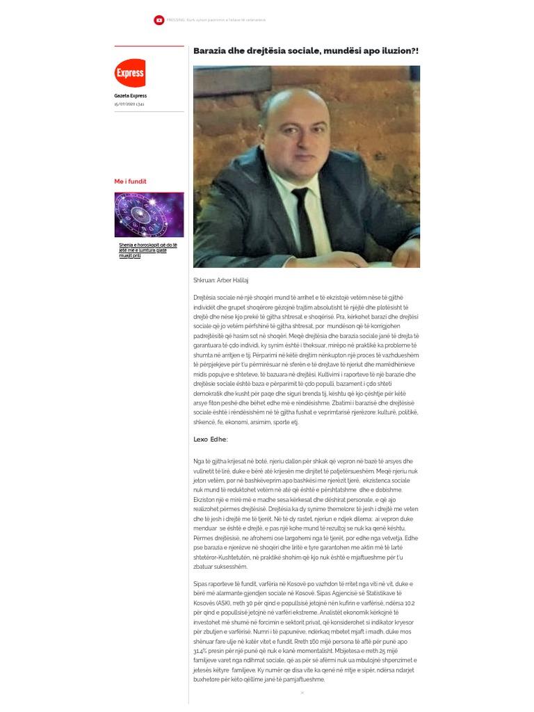 Barazia Dhe Drejtësia Sociale, Mundësi Apo Iluzion - ! - Gazeta Express ...