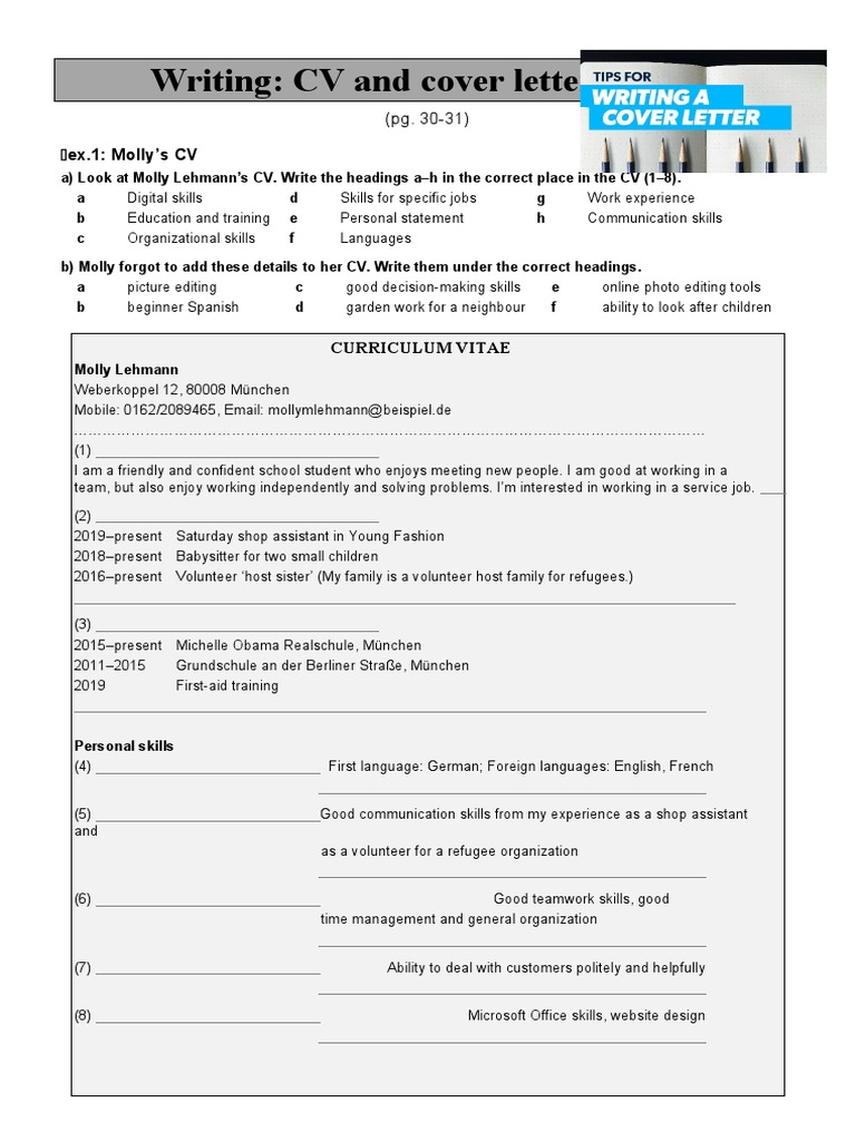 Curriculum Vitae and Cover Letter Writing Creative Tasks | PDF | Cognition | Communication