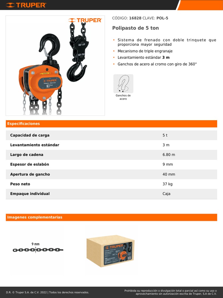 Ficha Tecnica de Tecles de 5 TN | PDF