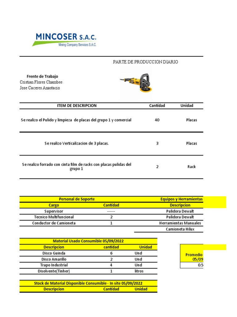 Plantilla de Trabajo Mincoser | PDF