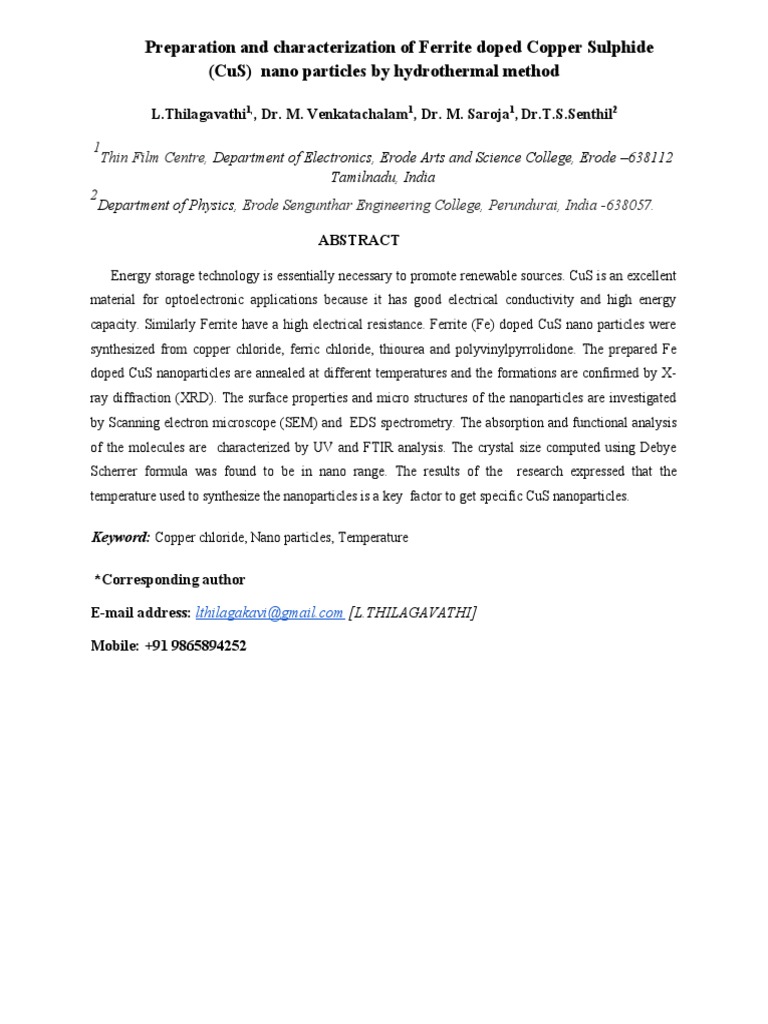 Abstract of Preparation and Characterization of Ferrite Doped Copper ...