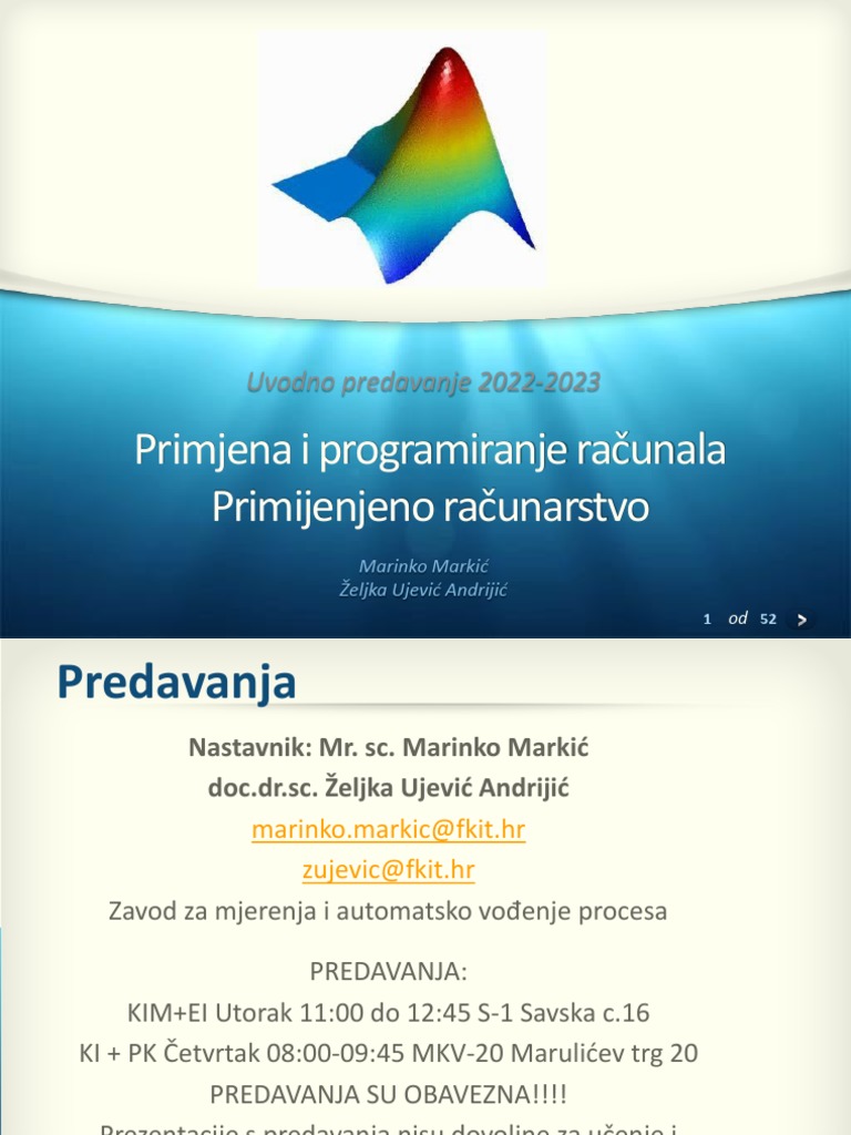 Primjena I Programiranje Računala Primijenjeno Računarstvo: Uvodno ...