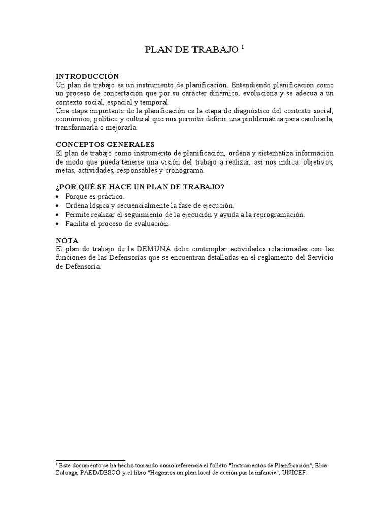 Ejemplo de Plan de Trabajo | PDF | Planificación