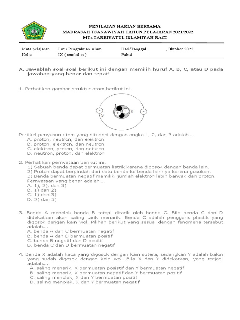 Soal PHB SMT 1 IPA Kelas 9 | PDF
