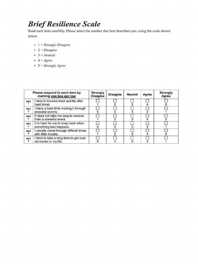 Brief Resilience Scale | PDF