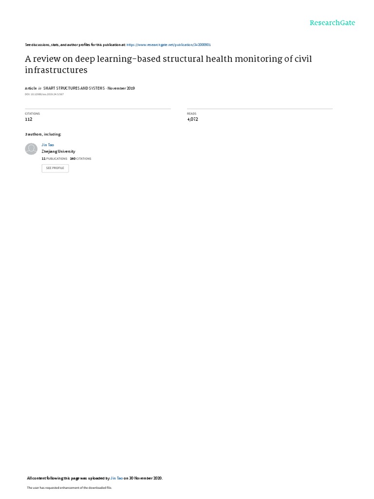 A Review On Deep Learning Based Structural Health Monitoring Of Civil Infrastructures Pdf