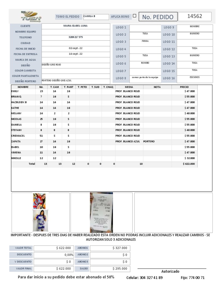 Orden de Trabajo 14562 | PDF | Color | Percepción visual