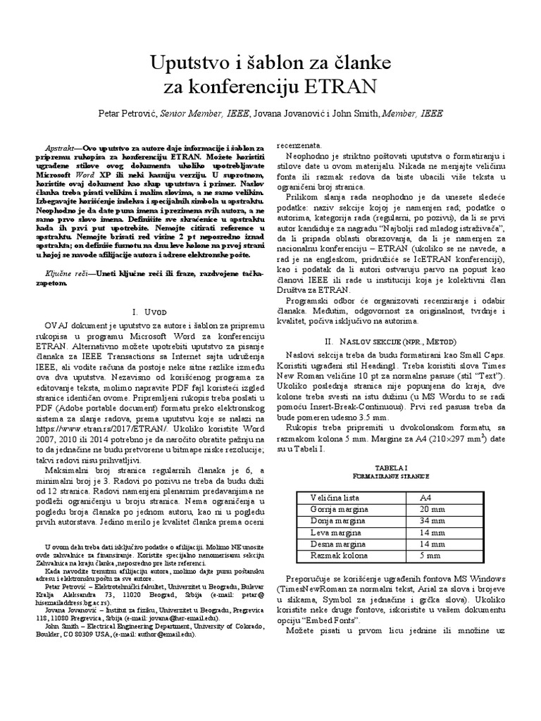 ETRAN - Word .Srp-Ver2021 | PDF