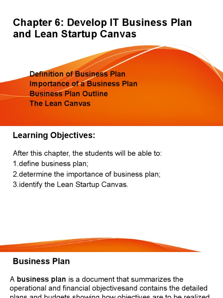 Chapter 6: Develop IT Business Plan and Lean Startup Canvas | Download Free PDF | Lean Startup ...