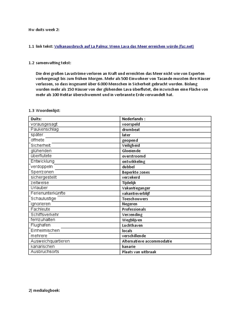 Alle Duits Huiswerk Opdrachten | PDF