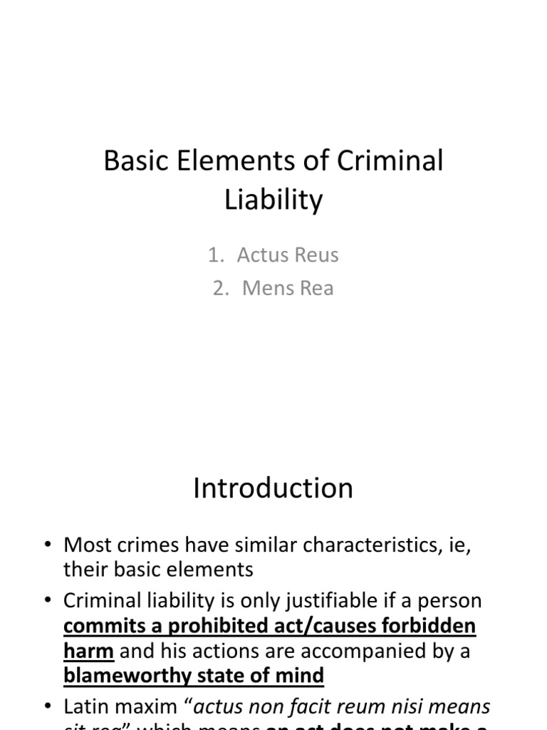 Basic Elements of Criminal Liability | PDF