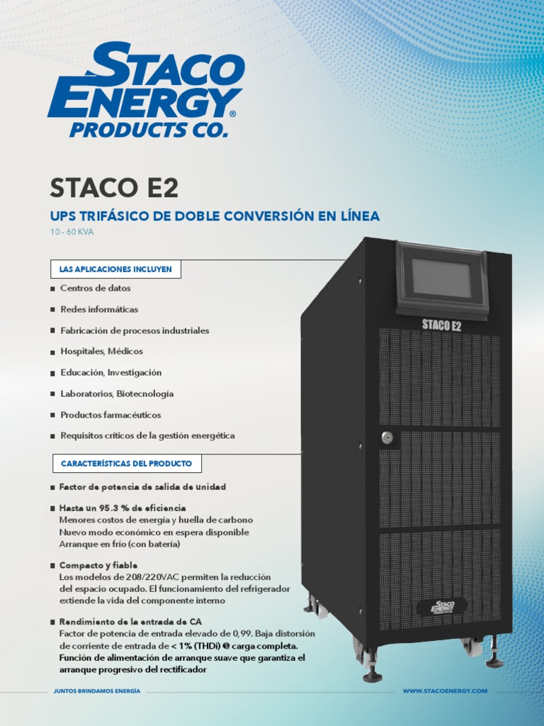 StacoE2 UPS Brochure Español | PDF | Energia electrica | Fuente de ...