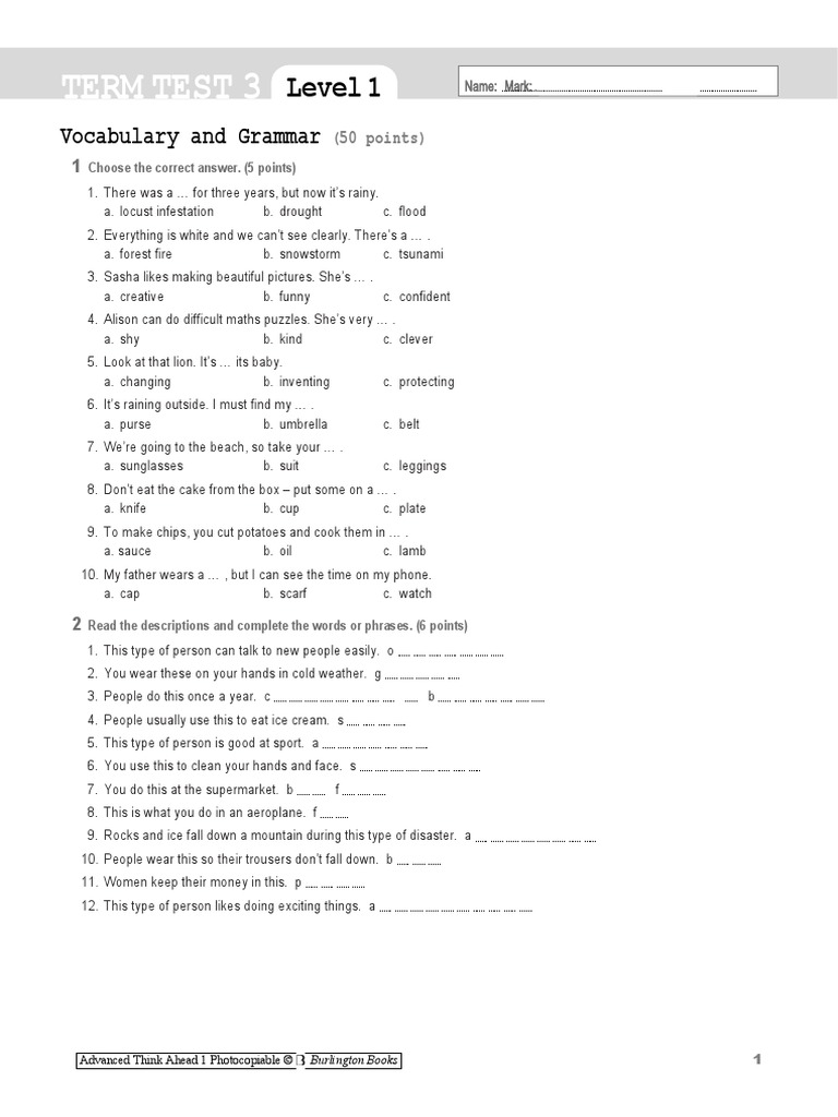 01AdvancedThinkAhead1 Term3 TL1 | PDF