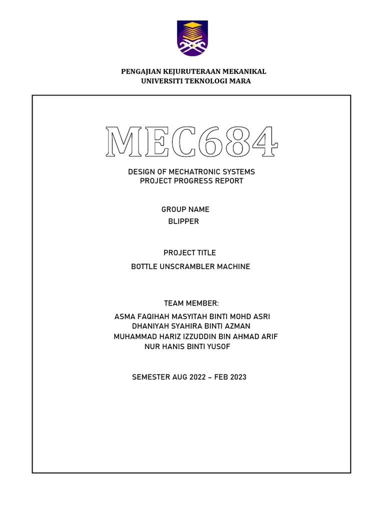 Mechatronic Project Progress Report W3 | PDF