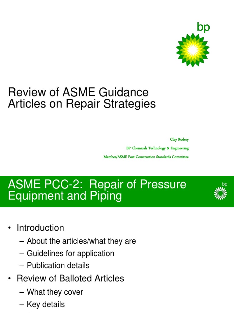 ASME Repair Guidelines Overview | PDF | Pipe (Fluid Conveyance) | Welding