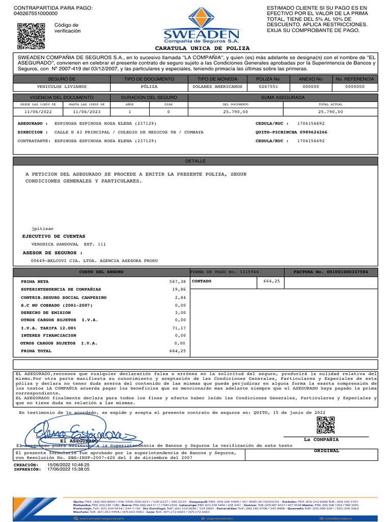 Poliza Sweaden Seguros 2 | PDF | Póliza de seguros | Seguro Poliza Sweaden Seguros 2 | PDF | Póliza de seguros | Seguro