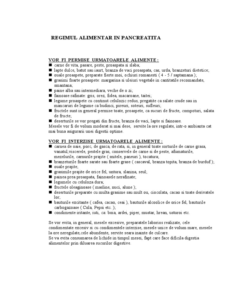 Regim PANCREATITA ACUTA | PDF