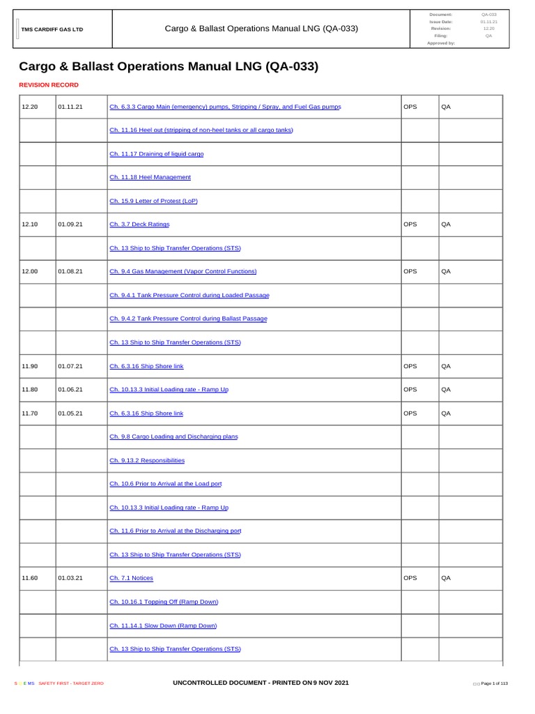 LNG Cargo & Ballast Operations Manual | PDF | Ships | Liquefied Natural Gas