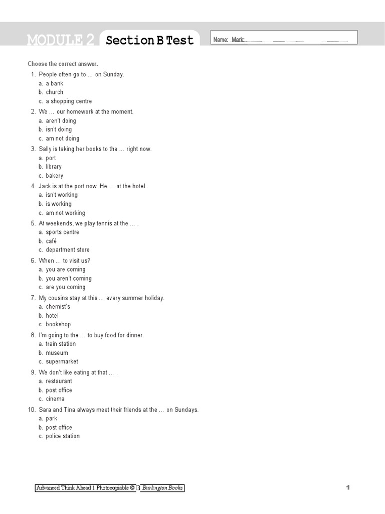 02AdvancedThinkAhead1 Mod2 SecB | PDF | Cooking, Food & Wine