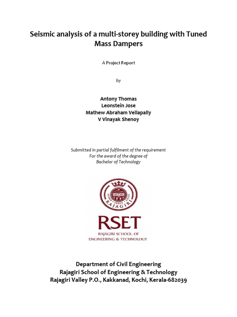 Seismic Analysis of A Multi-Storey Building With Tuned Mass Dampers ...