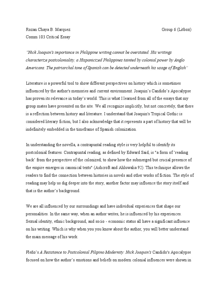 Marquez Individual Essay | PDF | Narration | Narrative