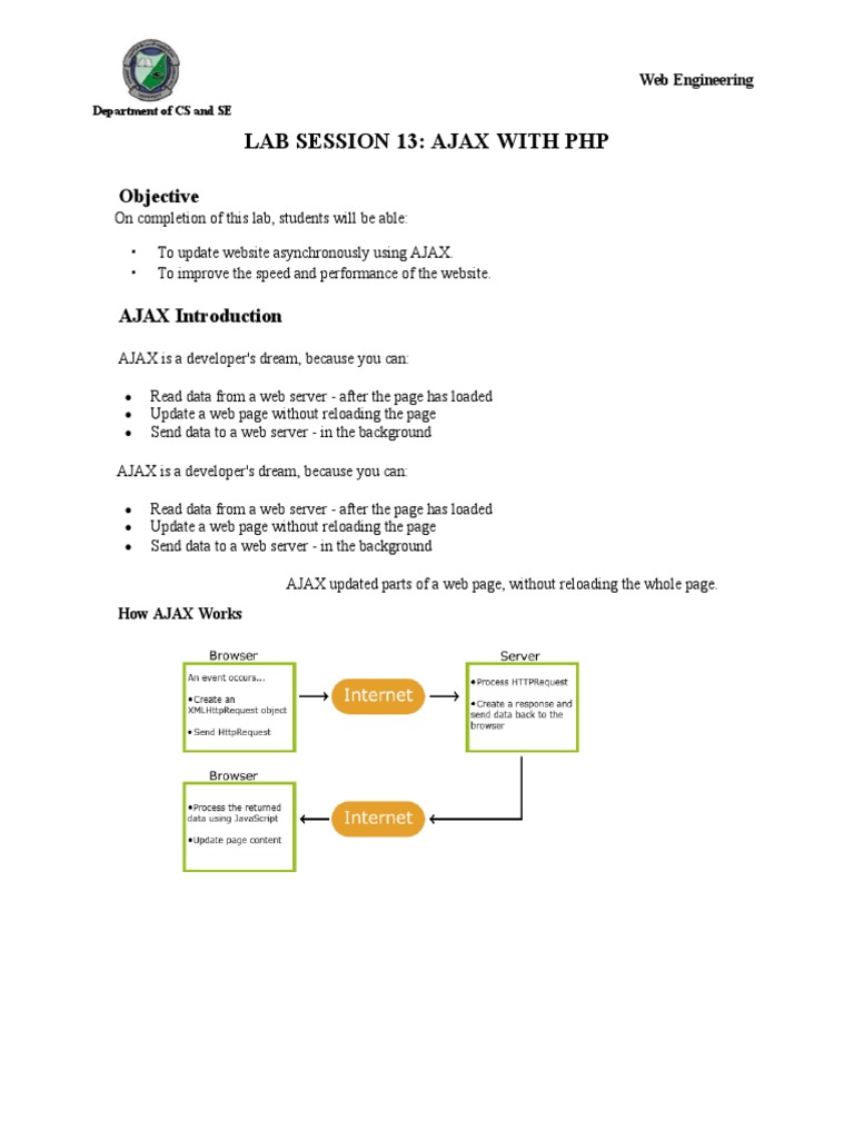 Lab Session 13 | PDF | Ajax (Programming) | World Wide Web