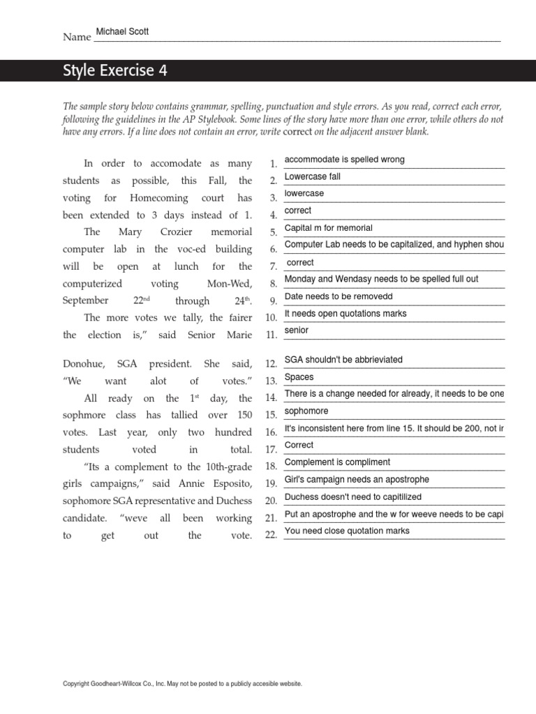 Journalism Style Exercise 4 | PDF | Notation | Orthography
