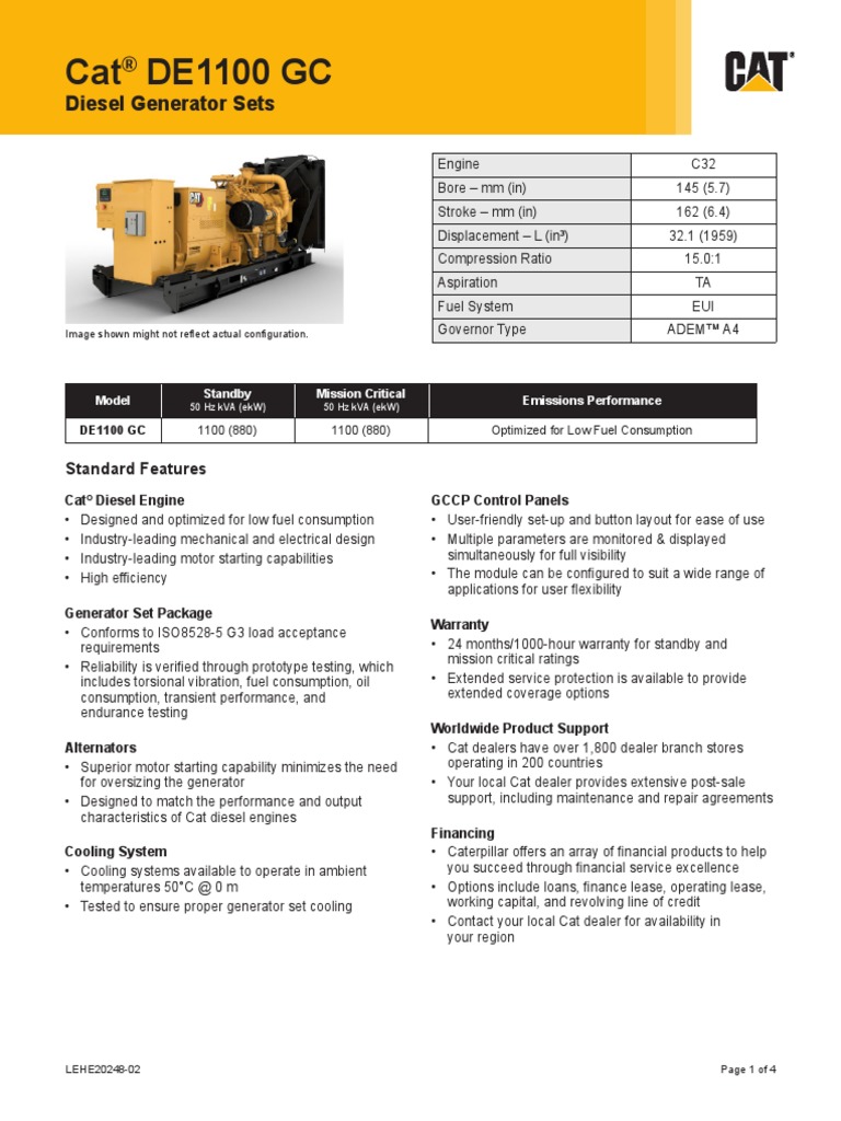 Cat DE1100 GC: ® Diesel Generator Sets | PDF | Diesel Engine | Engines