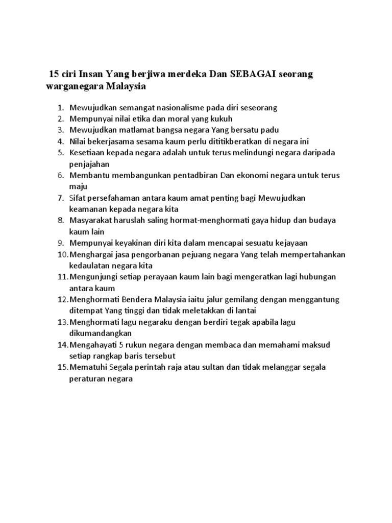 Ciri Warganegara Malaysia yang Patriotik | PDF
