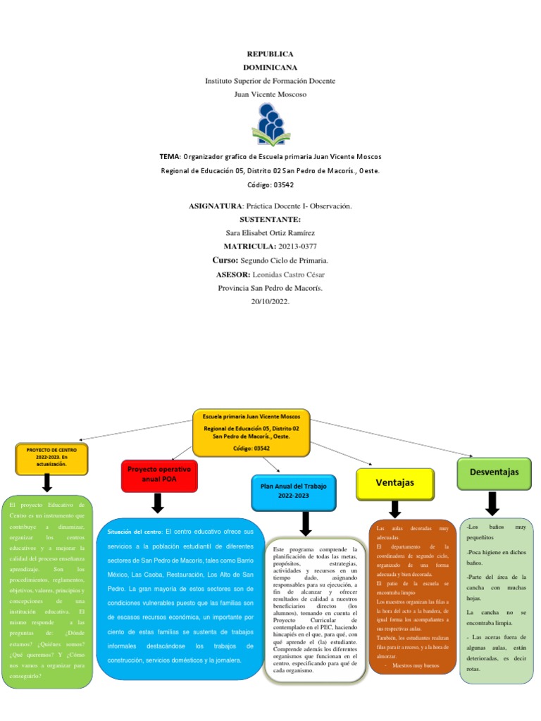 Organizador Gráfico de Escuela Primaria | PDF | Educación primaria ...