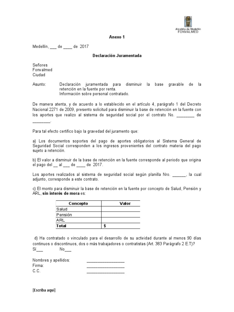Declaracion Juramentada | PDF
