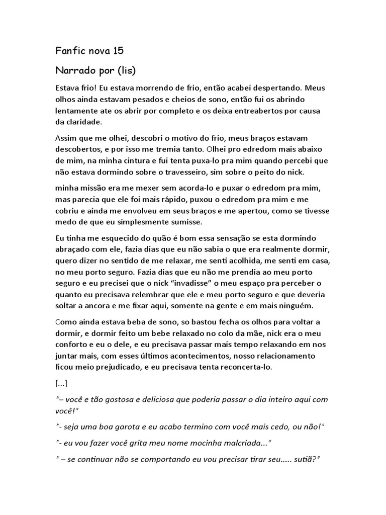 Fanfic nova 15: Um amor que supera qualquer dificuldade | PDF | Dormir ...