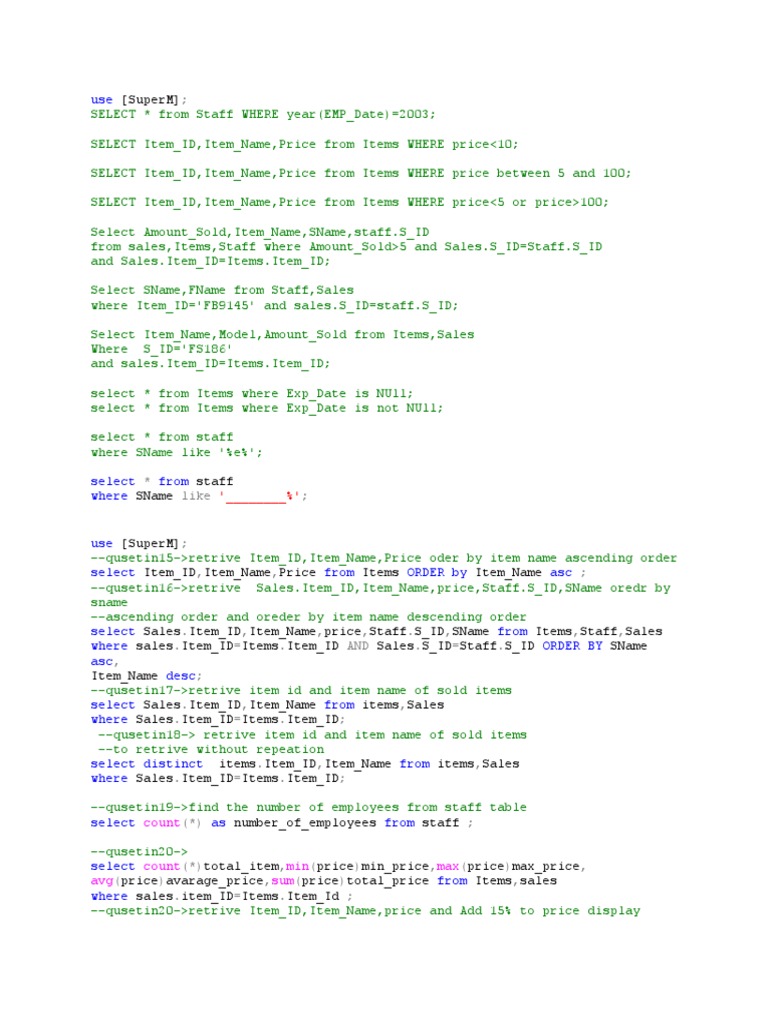 SQL Code | PDF | Database Index | Sql