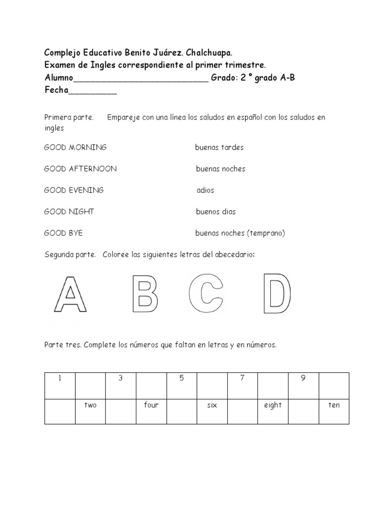 Examenes de Segundo Grado | PDF