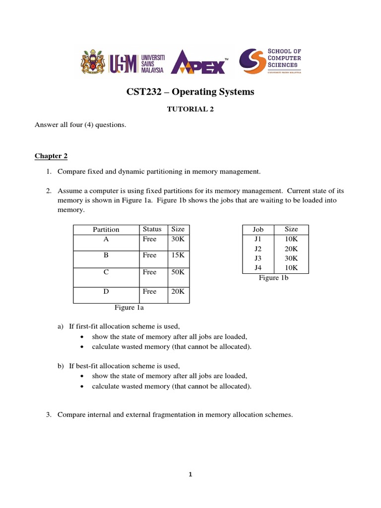 CST232 Tutorial2 | PDF | Operating System Technology | Computer Memory