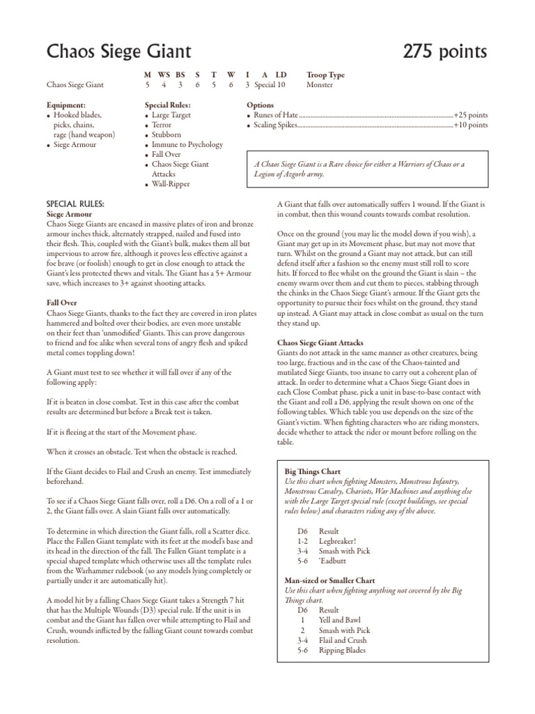 Chaos Siege Giant | PDF