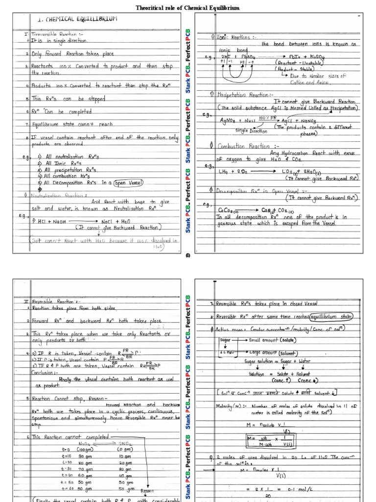8-11 Stark Chemical Equilibrium | PDF | Teaching Methods & Materials ...