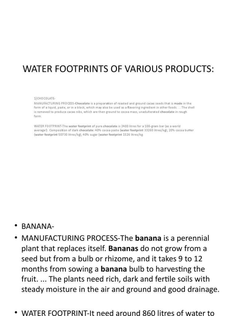 Water Footprints of Chocolate and Bananas | PDF